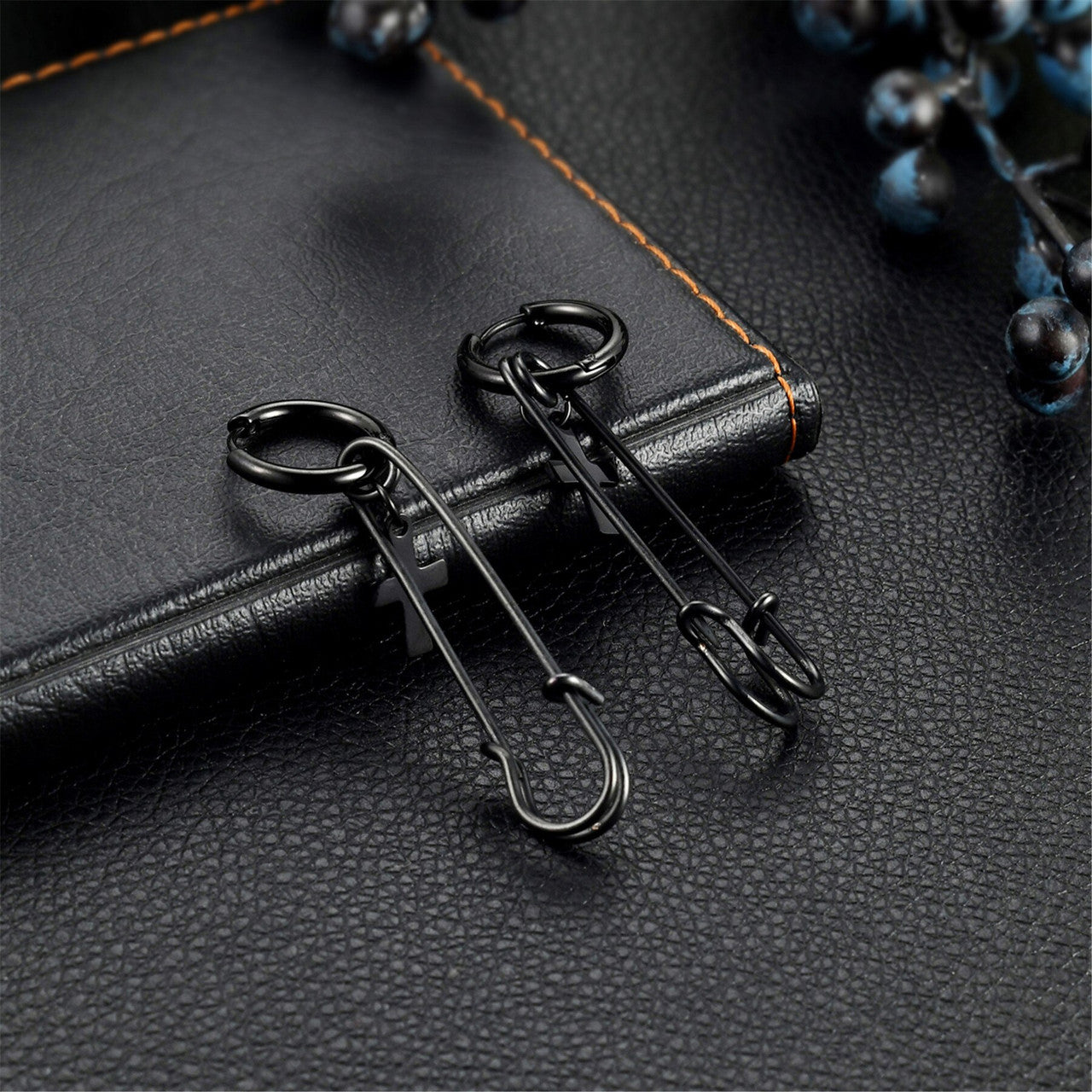 No Fade Stainless Steel Cross Pin Hip Hop Punk 14k 925 Black Earrings ...