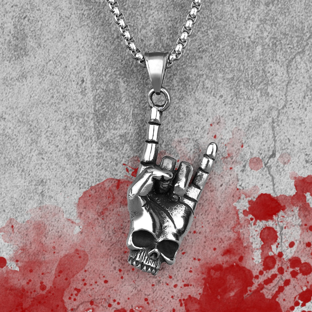 No Fade Stainless Steel Death Rock Skull Hand Street Wear Pendant ...