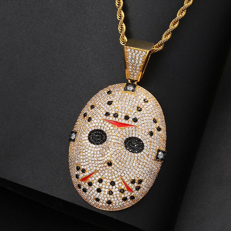 Fully Iced Bliged Out 925 Silver Jason Mask Hip Hop Pendant Chain Neck ...