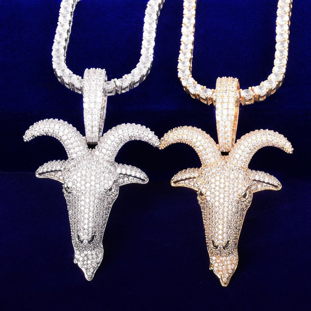 The Baphomet | Iced VVS Diamond Bling Goat Head Street Rock Pendant ...