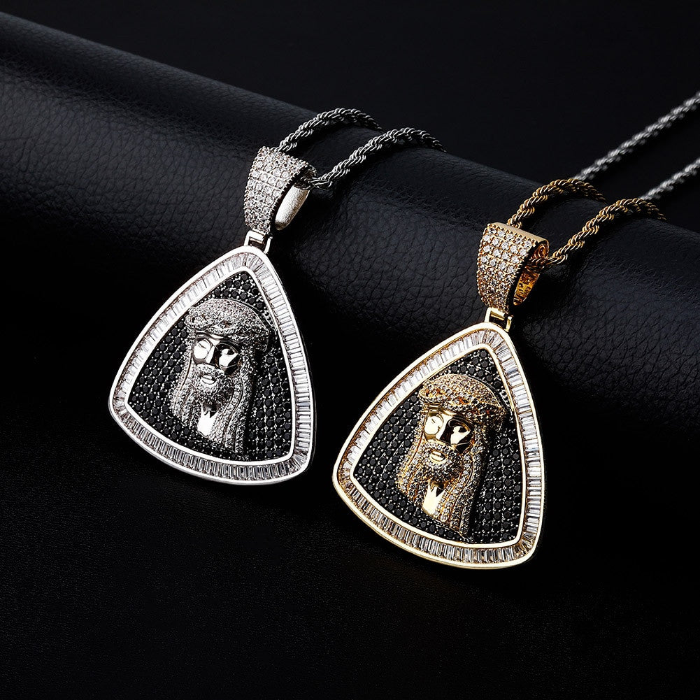 Hip Hop New Flooded Ice Jesus Piece Baguette Bling Chain Necklace ...