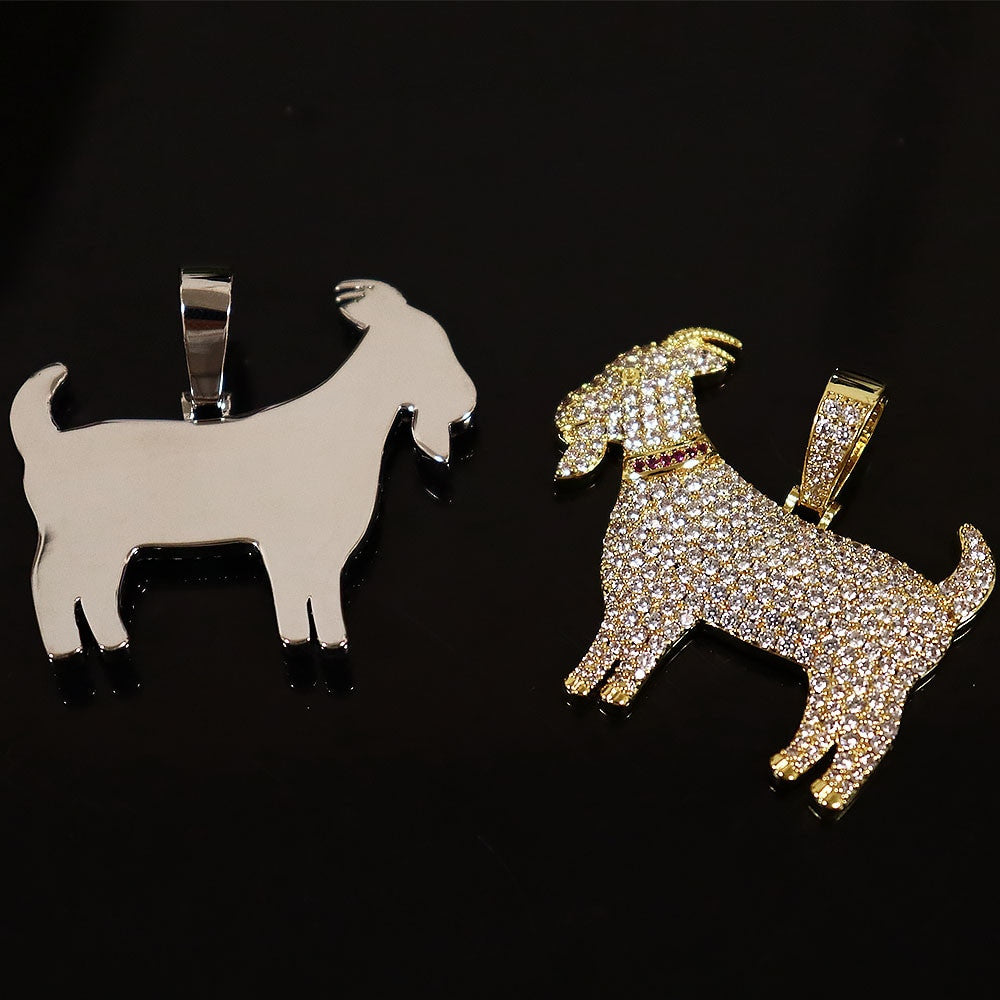 Fully Iced AAA Simulate Diamond Micro Pave The Goat Hip Hop Pendant Ch ...
