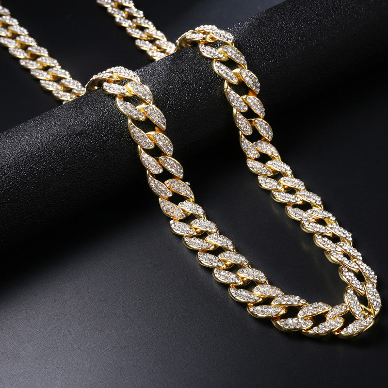 14k Gold .925 Silver 15mm 30inch Micro Pave Hip Hop Miami Curb Cuban L ...