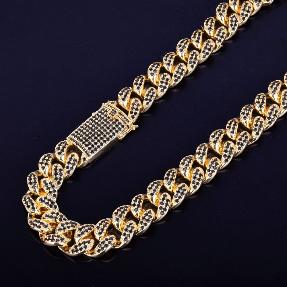 Mens 24k Gold 20mm Heavy Black Lab Diamond Miami Cuban Link Chain Neck ...