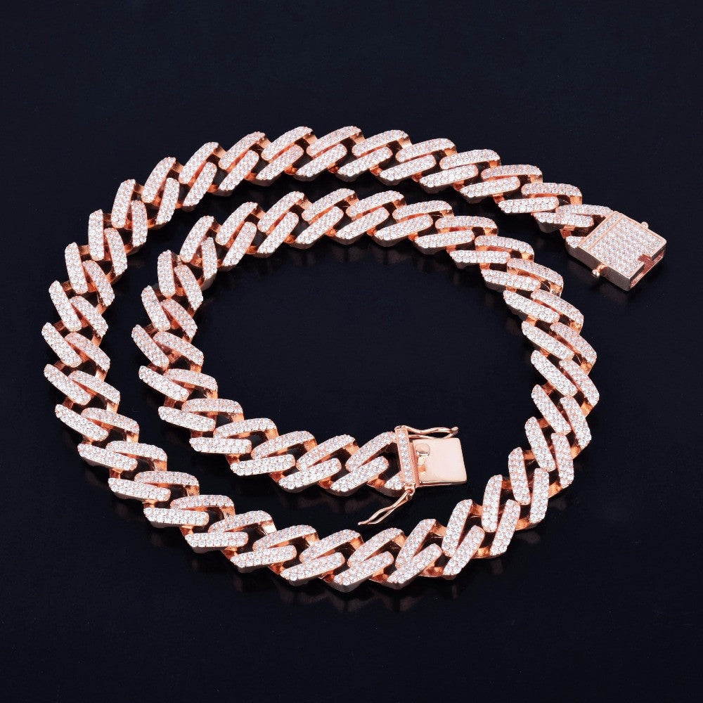Gold Silver Rose Gold 14mm Miami Cuban Choker Square Link Hip Hop Chai ...