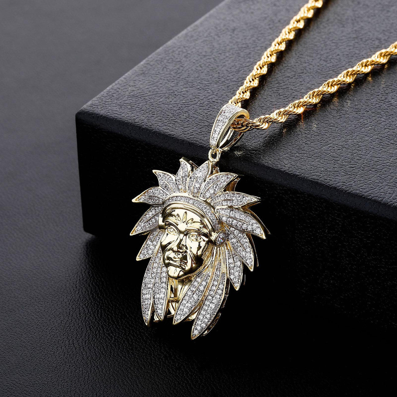 Bling Bling AAA Micro Pave The Chief Flooded Ice Hip Hop Pendant Chain ...
