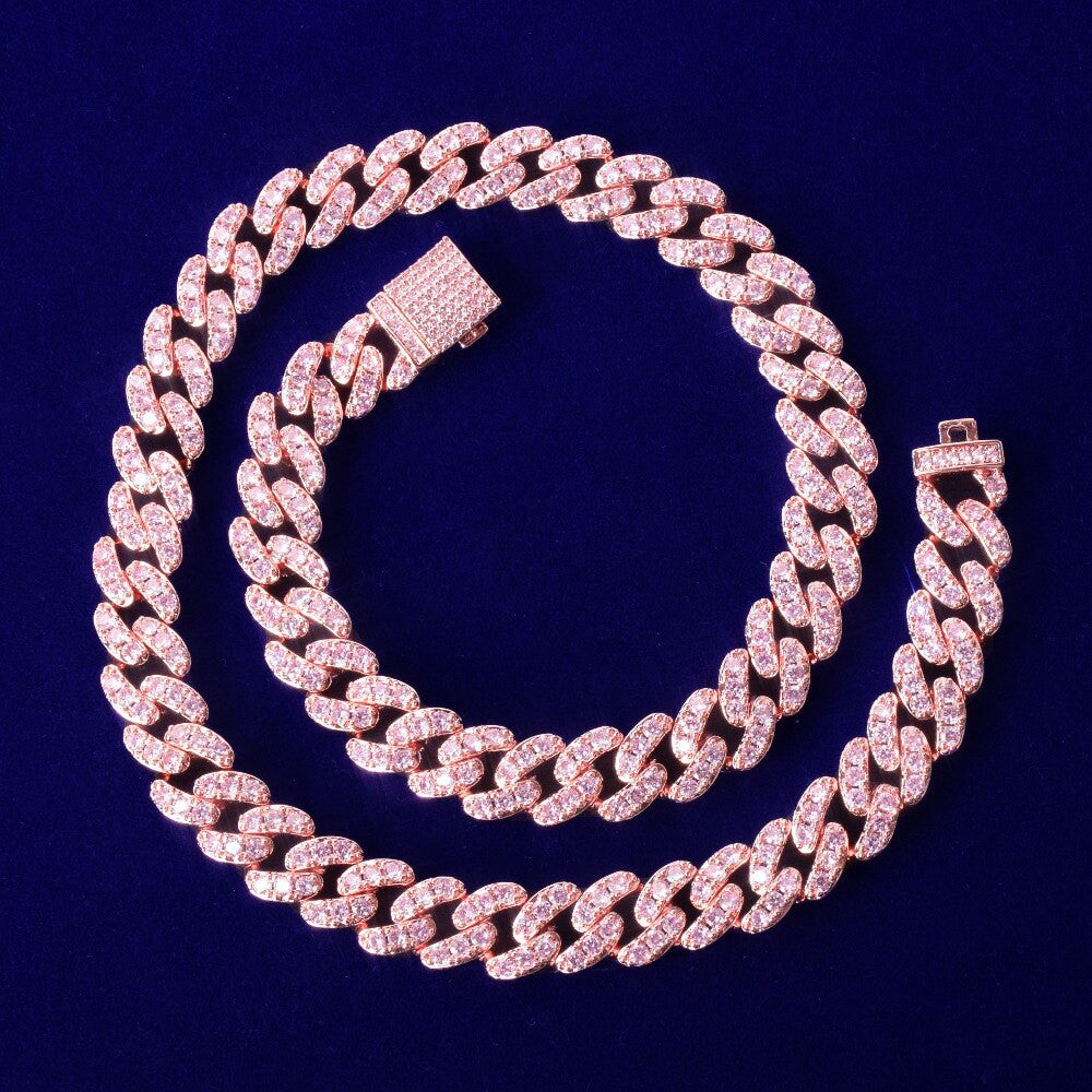 24k Flooded Ice 10mm Pink AAA Simulate Diamond Stone Miami Cut Cuban L ...