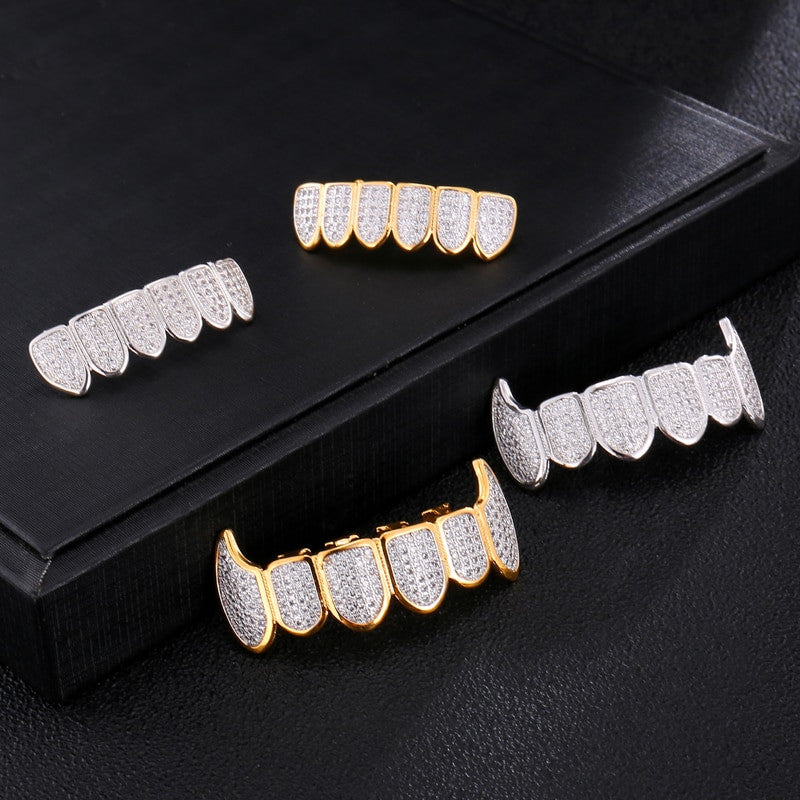 Original Ice Fang | Flooded Ice Gold Silver Micro Pave Teeth Grillz To ...