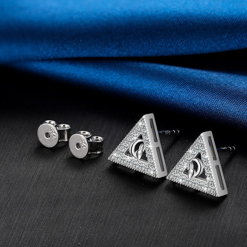 Solid 925 Sterling Silver Ancient Triangle Symbol Bling Hip Hop Real V ...