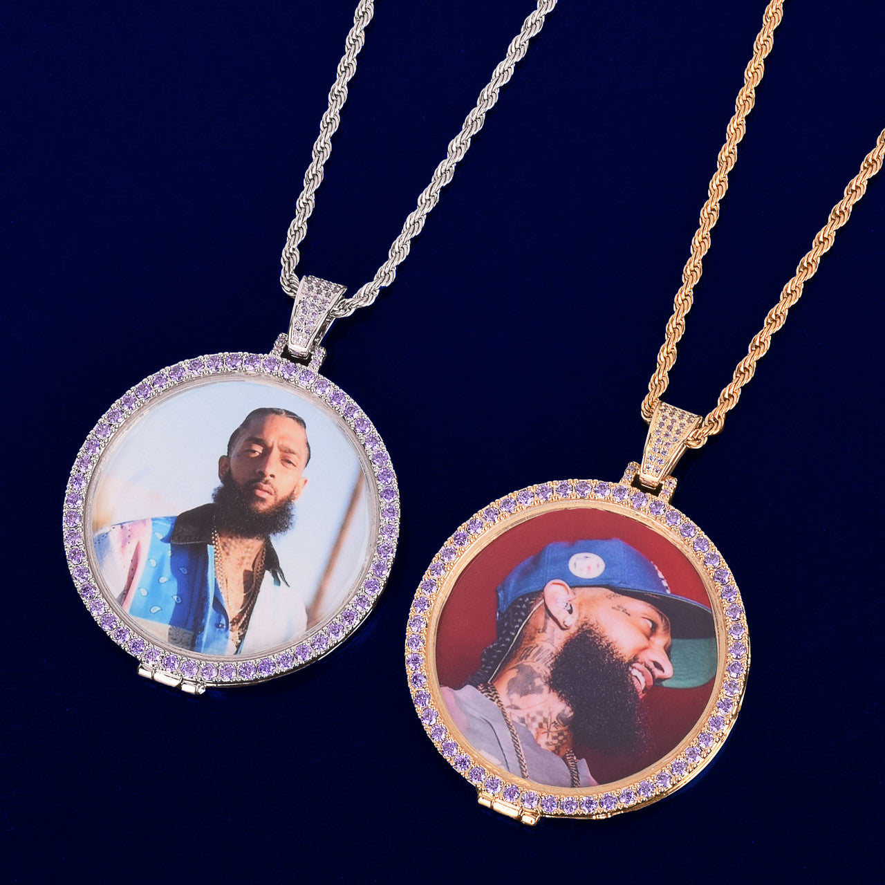18k Gold .925 Silver Flooded Ice Swerve Purple Ice Custom Made Photo H ...
