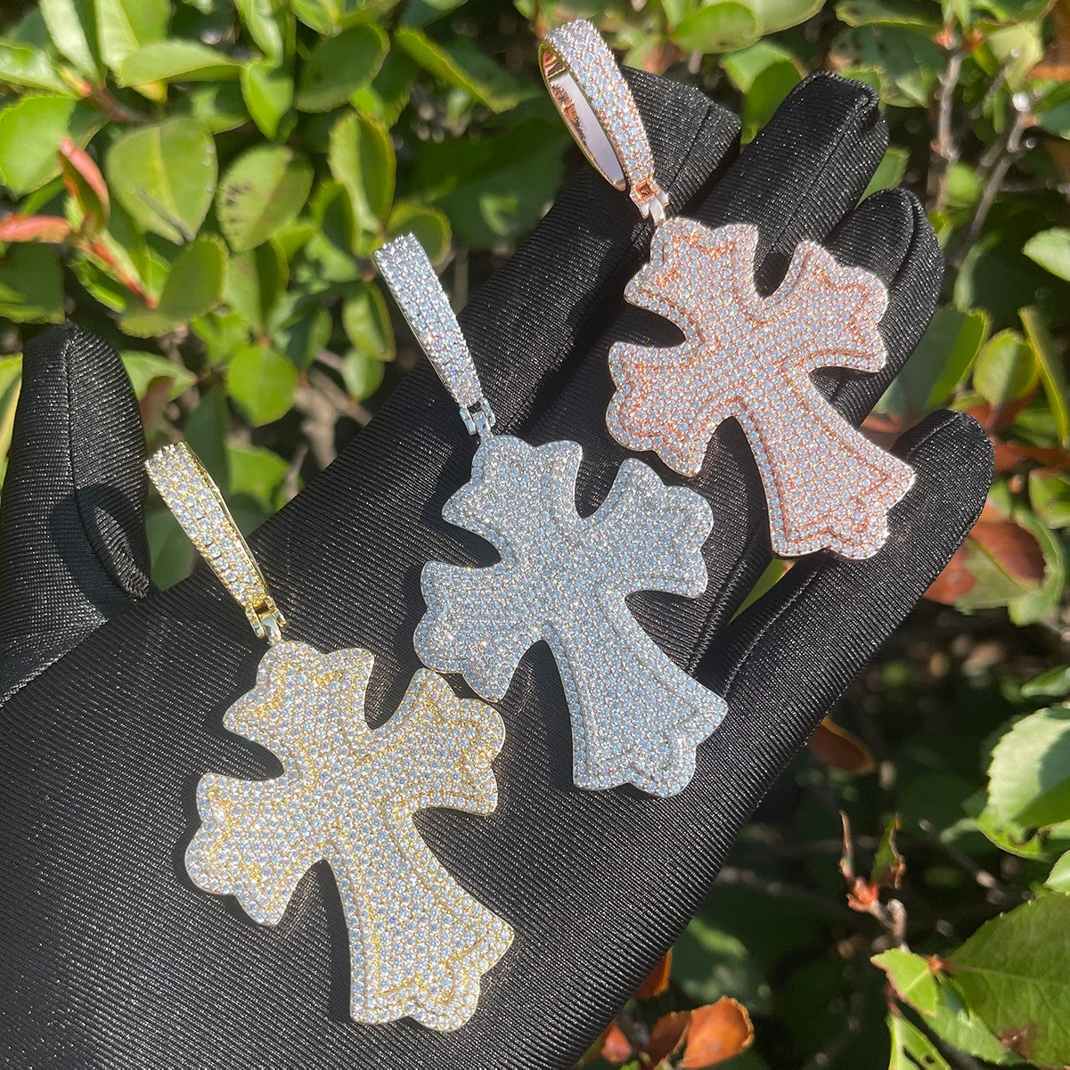 24k Fully Iced Blinged Out Templar Cross Hip Hop Pendant Chain Necklac ...