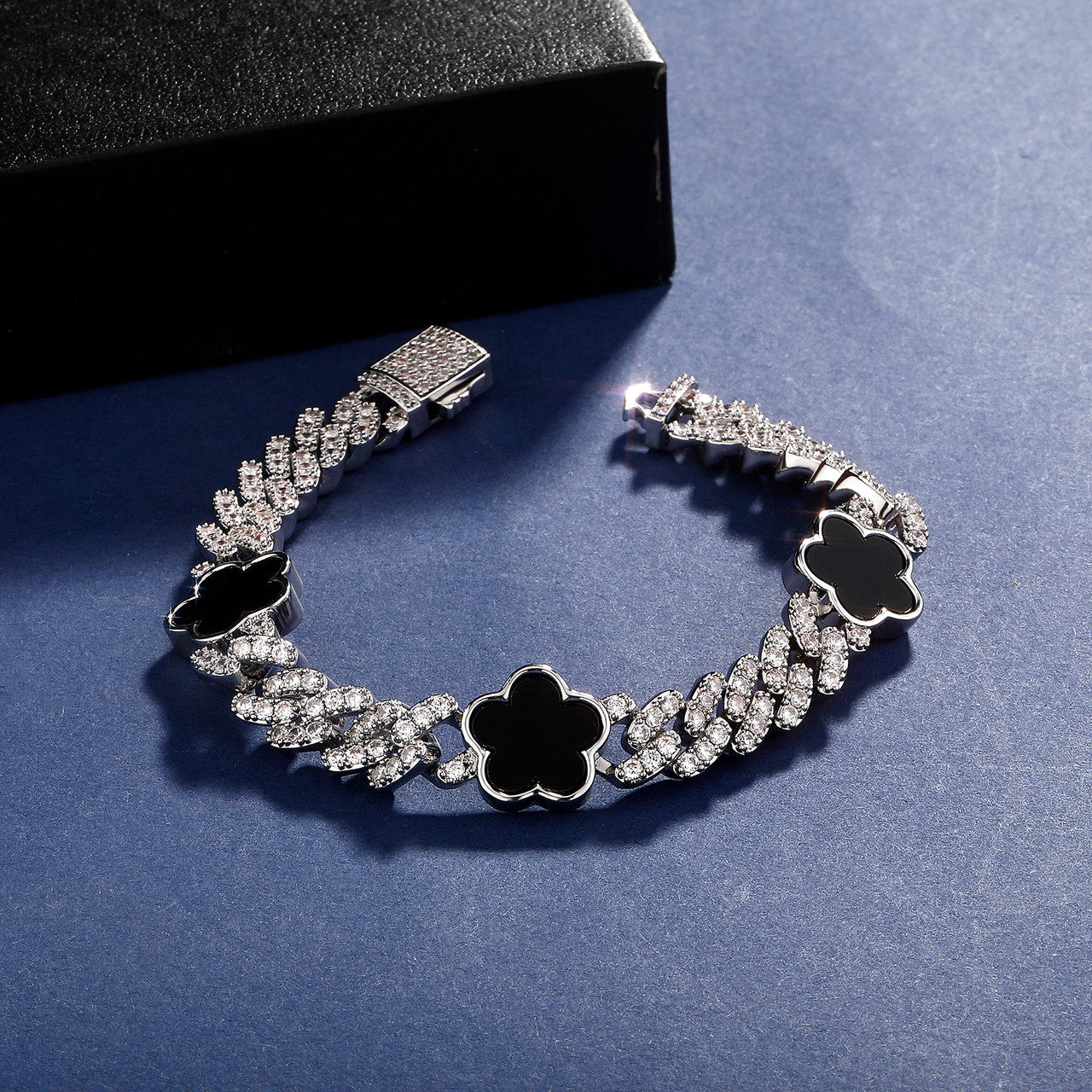 Puff Star | Puffy Flower VVS Diamond CZ Iced Blinged Out Cuban Link Br ...