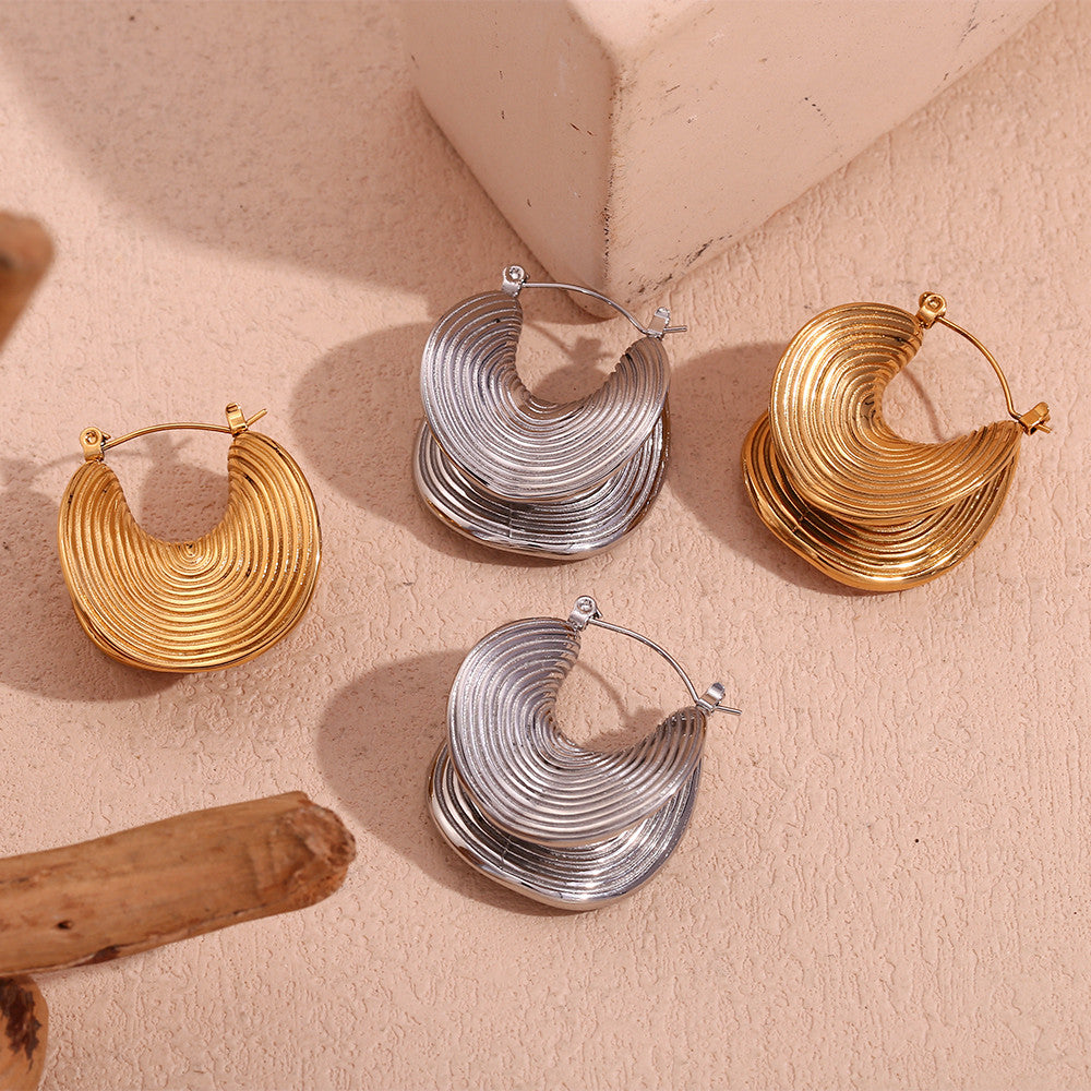Silver 18k Gold Over Stainless Steel Folded Threaded Brim Waterproof E ...