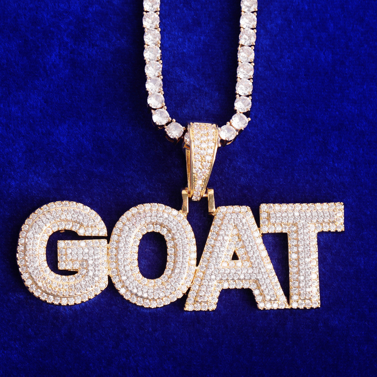 Goat Status | Classic Custom Made 4 Prong Set VVS Diamond CZ Nameplate ...