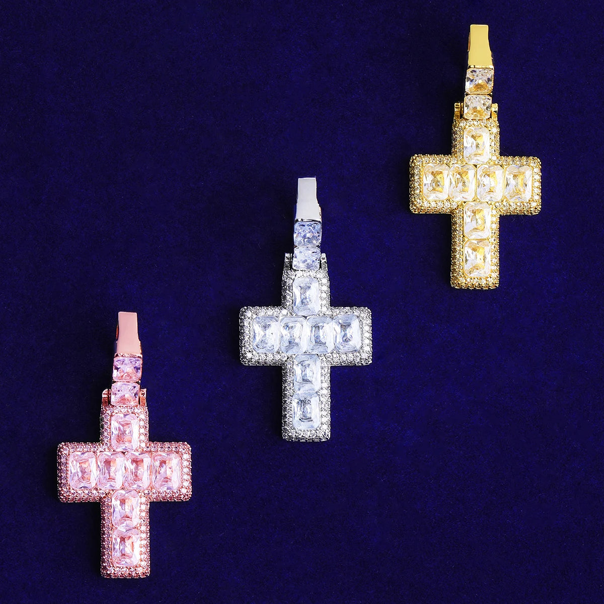 Baguette Cross | VVS Diamond CZ 5AA+ Stone Iced Blinged Out Hip Hop Cr ...