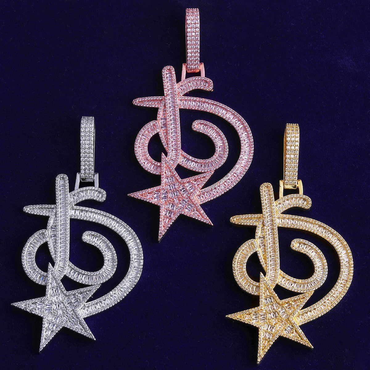 JG Star | VVS Diamond CZ Super Star Iced Blinged Out Hip Hop Pendant C ...