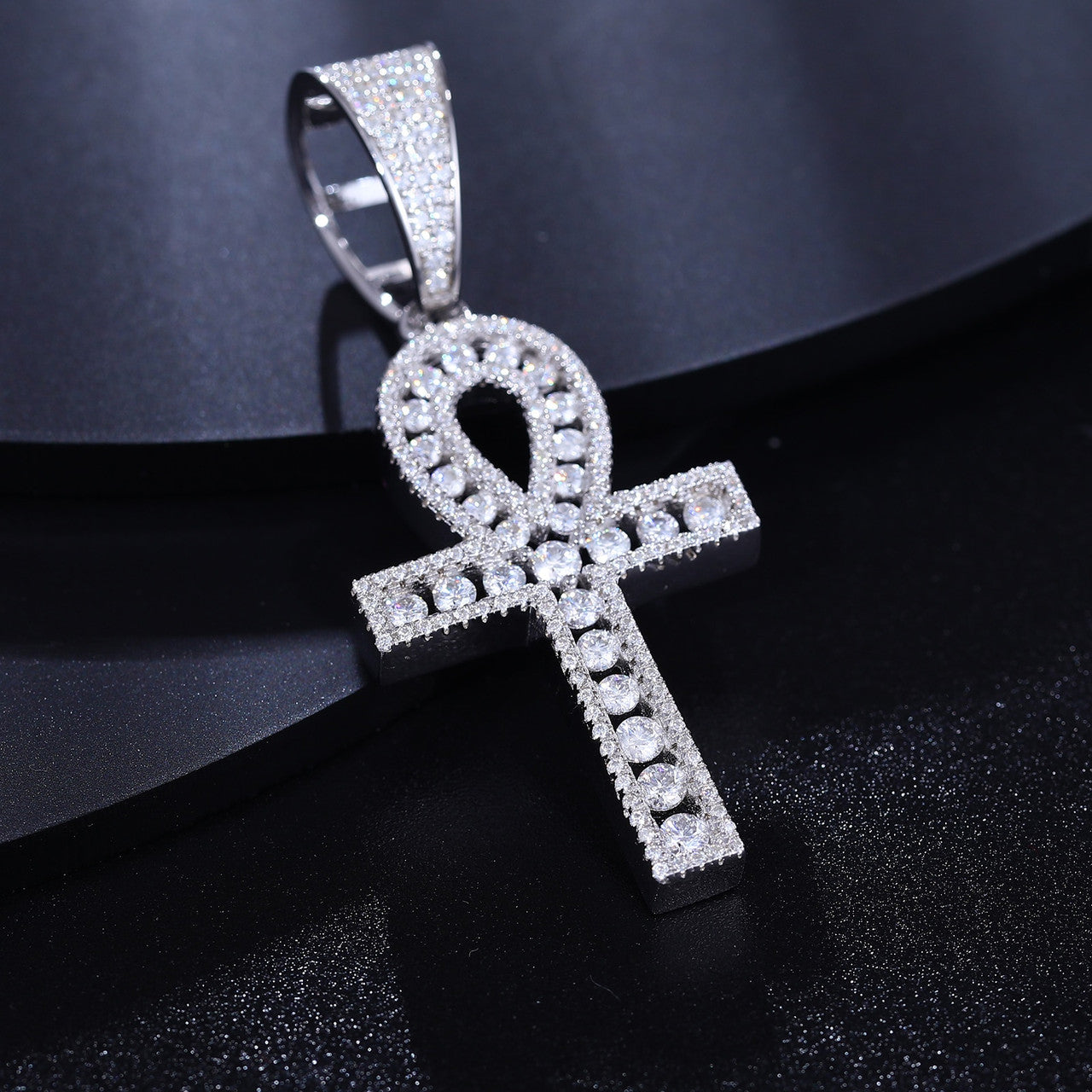 Genuine VVS Diamond Original Ankh Cross Solid Silver Spiritual Pendant ...