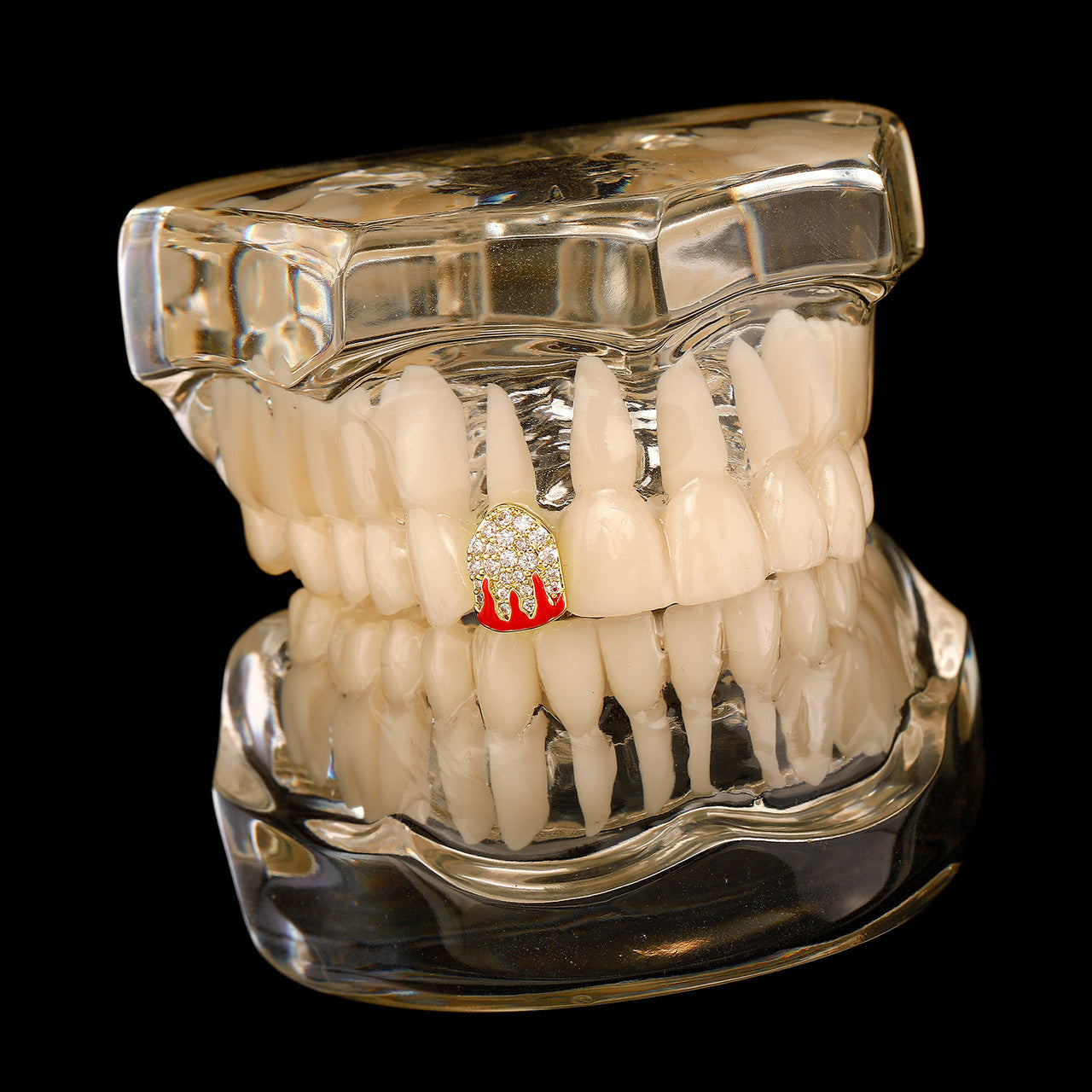 Fire Flame Grill | VVS Diamond CZ Iced Blinged Out Red Drip Teeth Toot ...