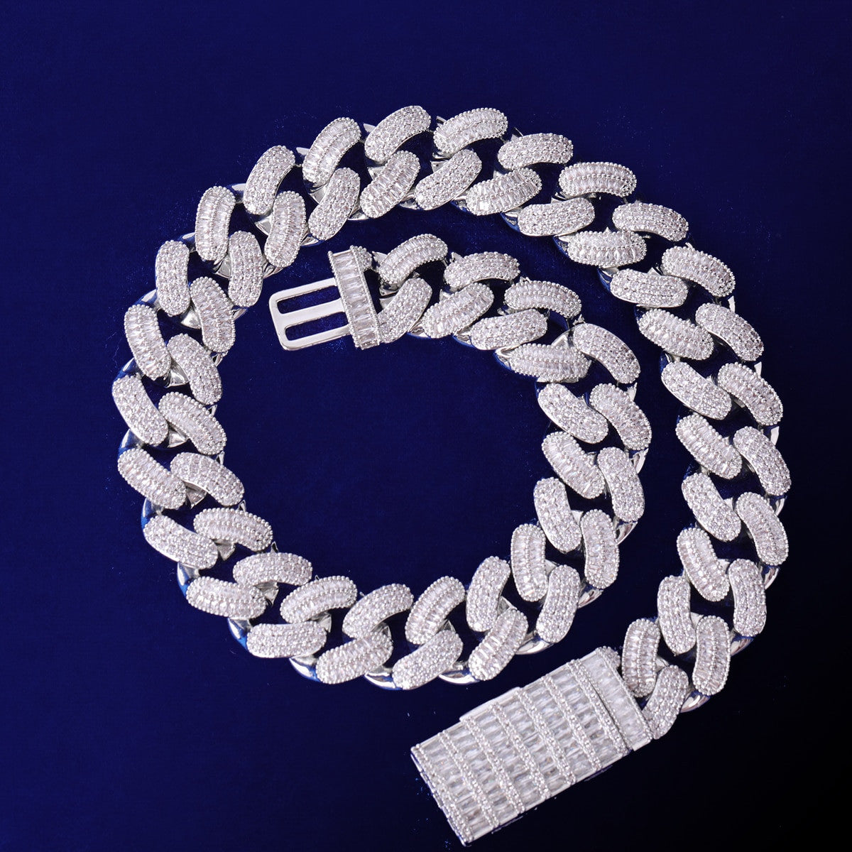 Mens Street Wear 20mm Crazy Baguette Cuban Link Blinged Out Chain Neck ...