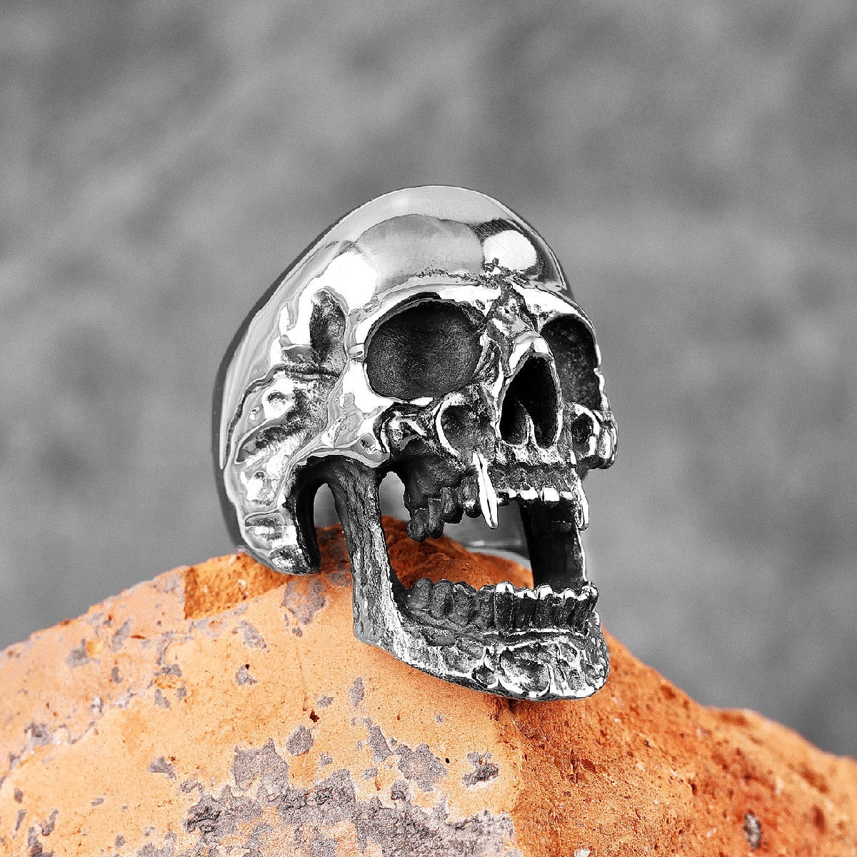 Mens Stainless Steel Screaming Demon Hell Skull Street Wear Rings ...