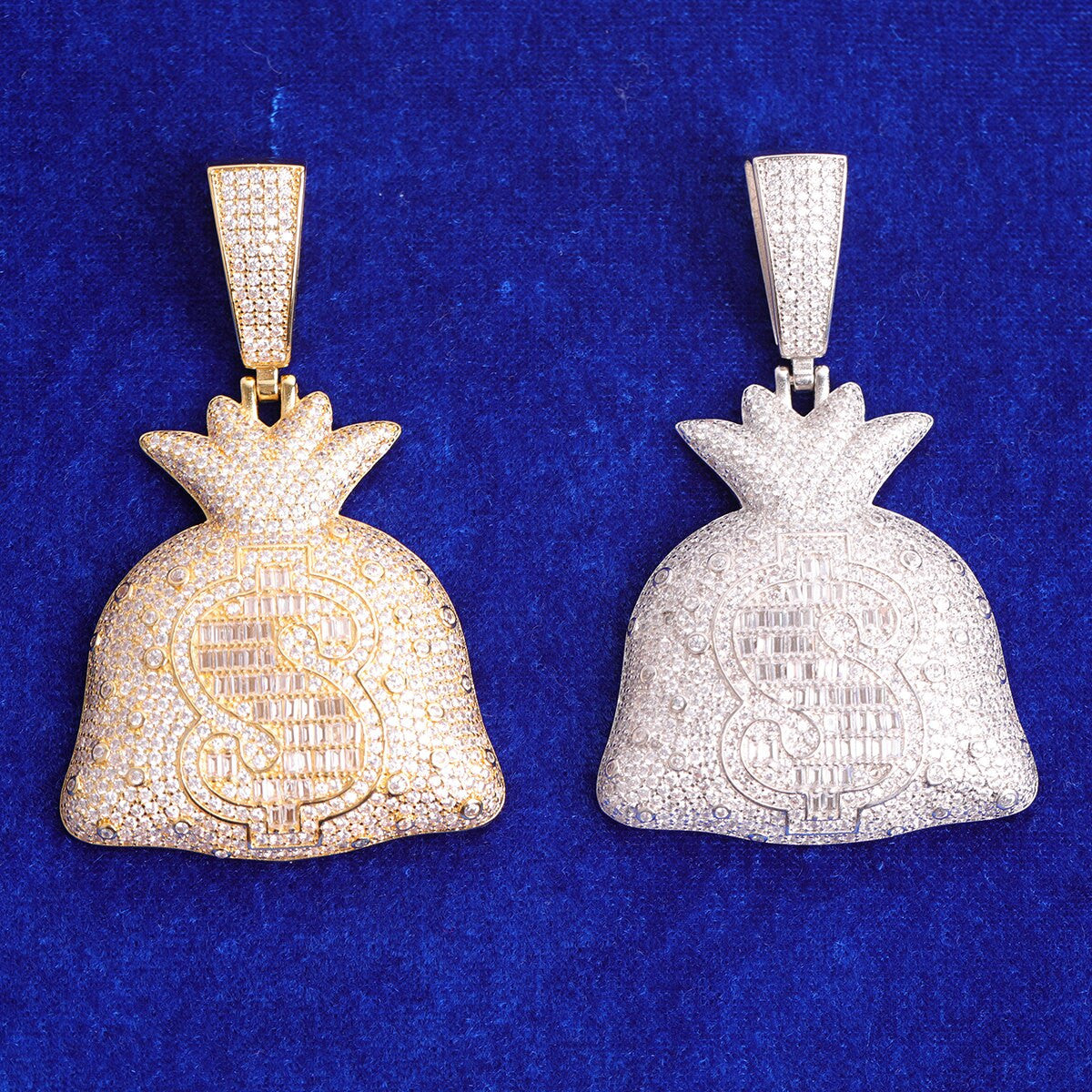 The Money Bag | Big Boy Iced Baguette Dollar Sign Hip Hop Pendant ...