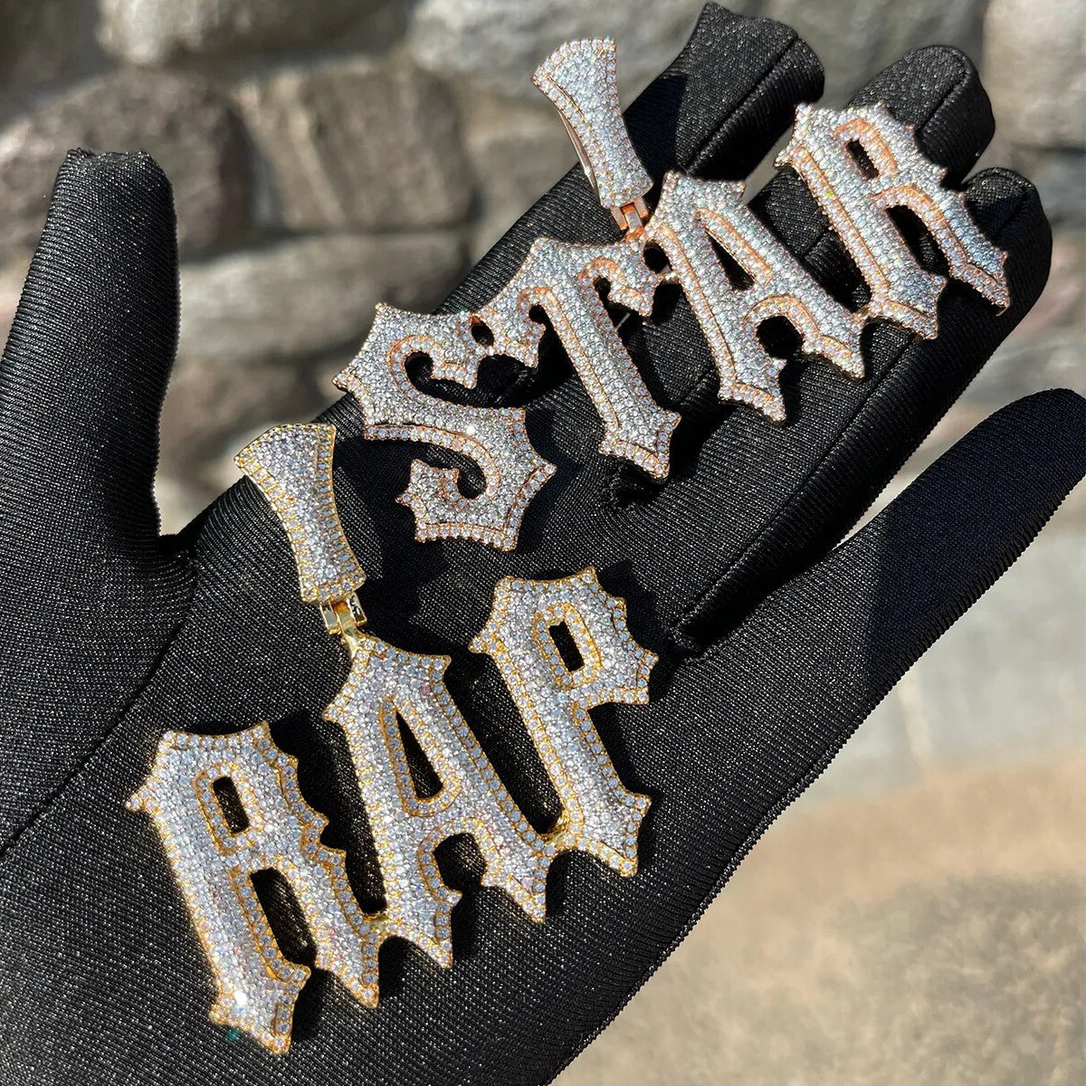 Trap Star | Custom Prong Set Iced Hip Hop Name Plate Pendant | Bling Jewelz